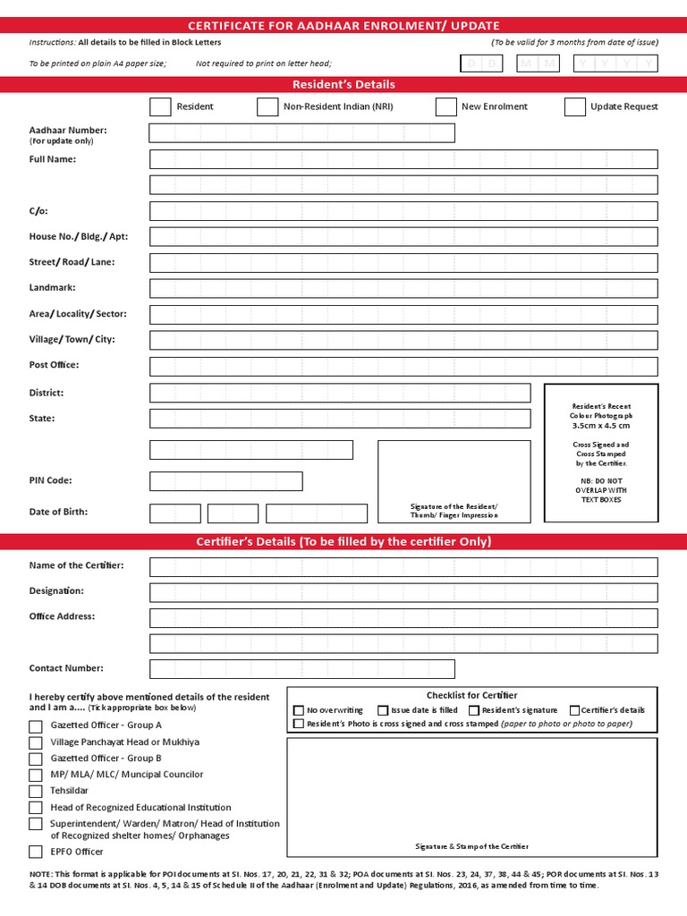 Aadhar Gazetted Form | PDF | Written Communication