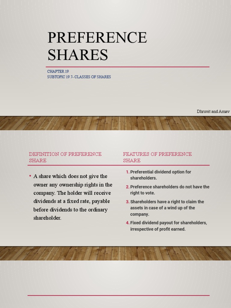 Preference Shares: Subtopic 19.7-Classes of Shares | PDF