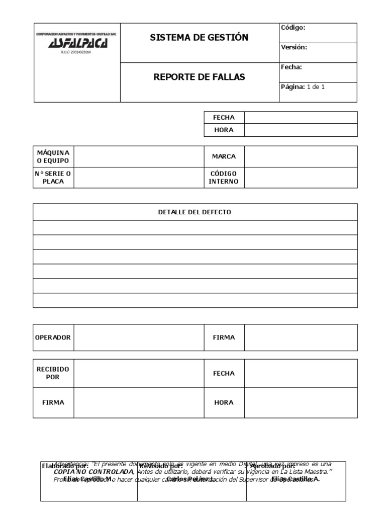 Formato Reporte de Fallas | PDF | Informática | Ciencias de la Computación