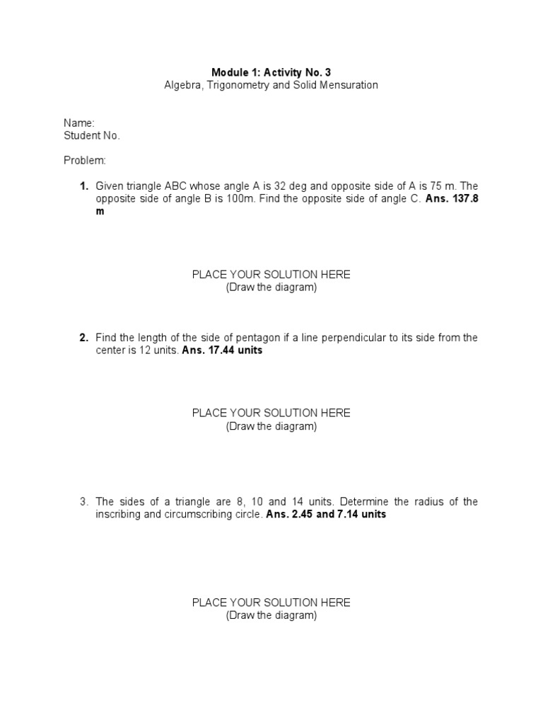 Lesson 1 Exercises Problem No. 3 | PDF | Teaching Methods & Materials