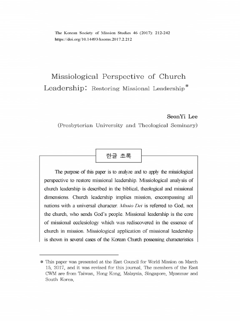 Missiological Perspective of Church | PDF | Missional Living ...