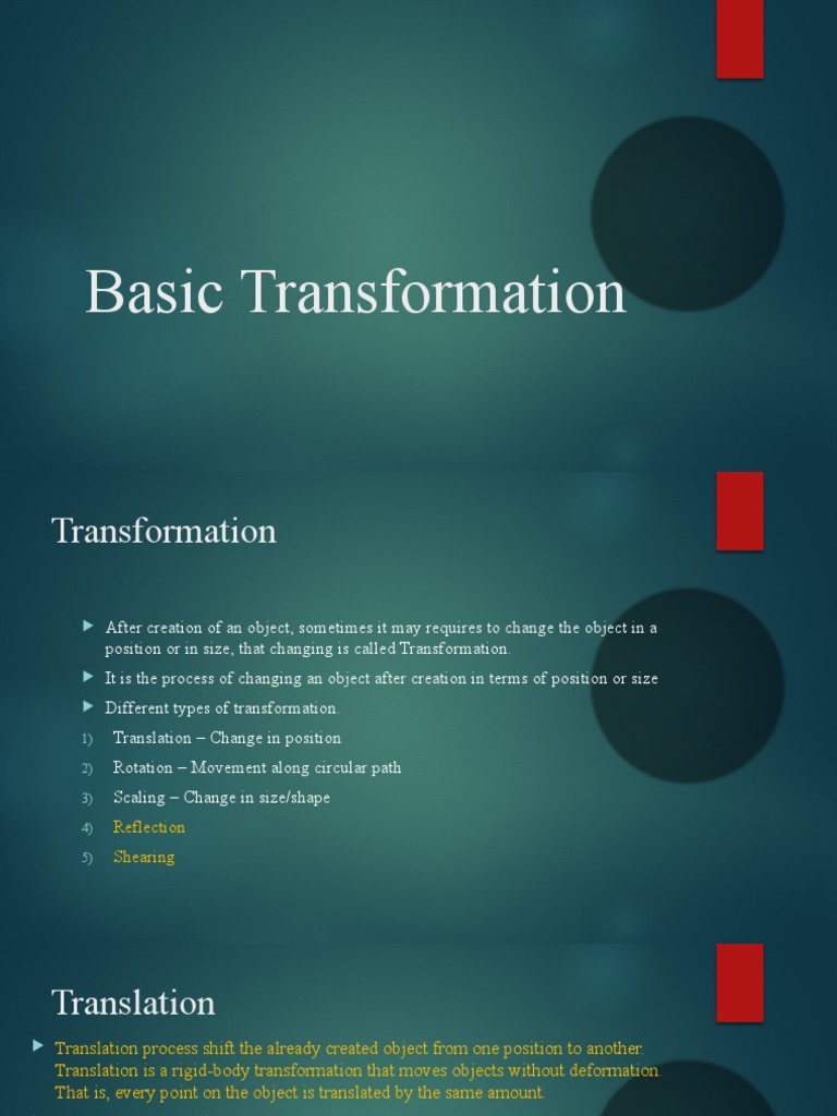 Basic Transformation | PDF | Angle | Rotation