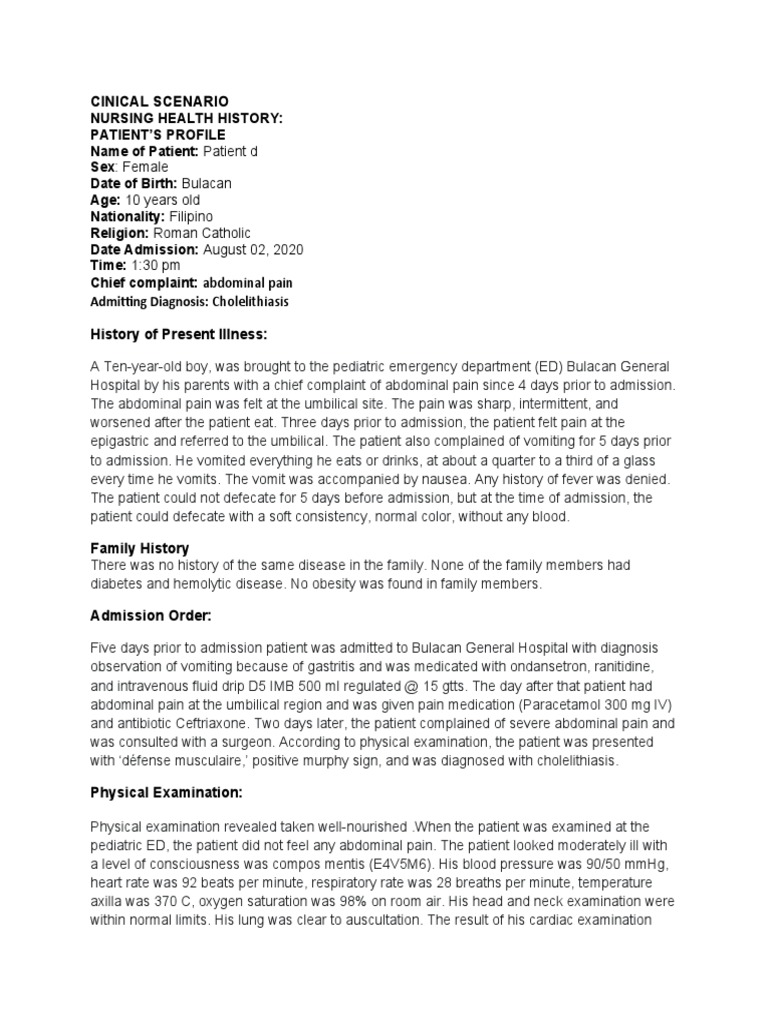 Pediatric Cholelithiasis Case Study | PDF | Clinical Medicine | Medical ...