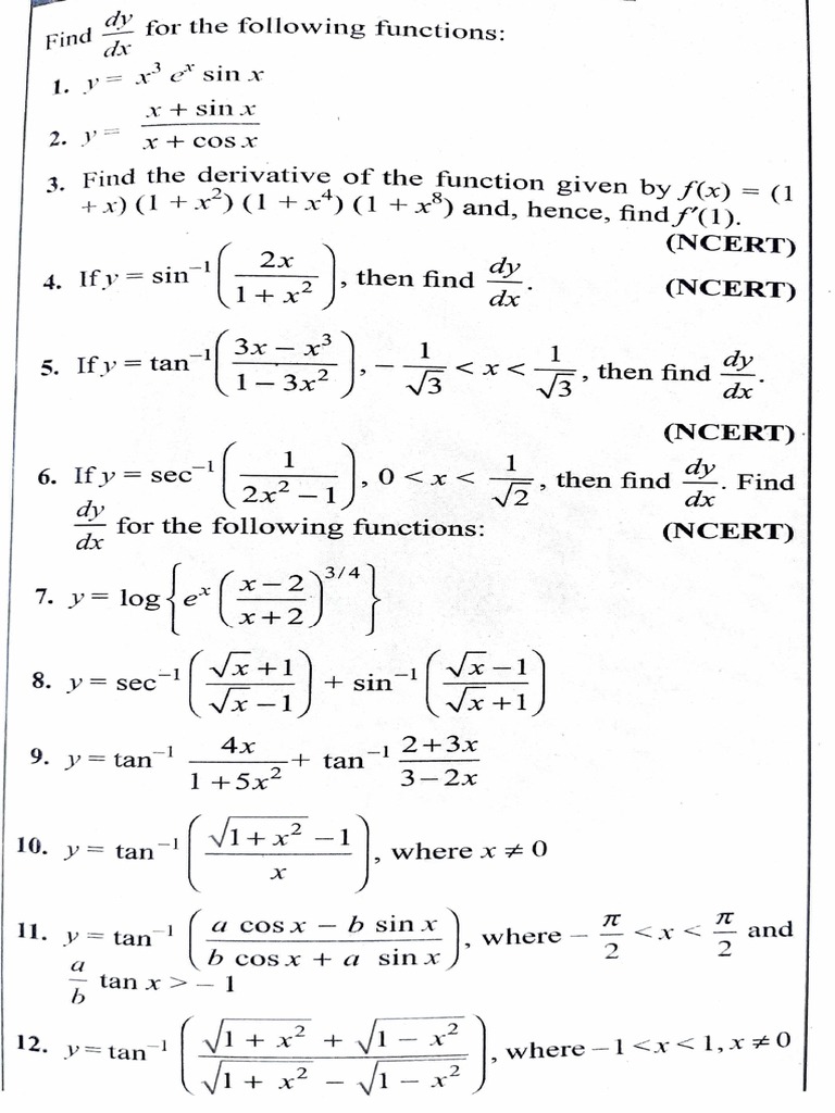 Differentiation Questions | PDF
