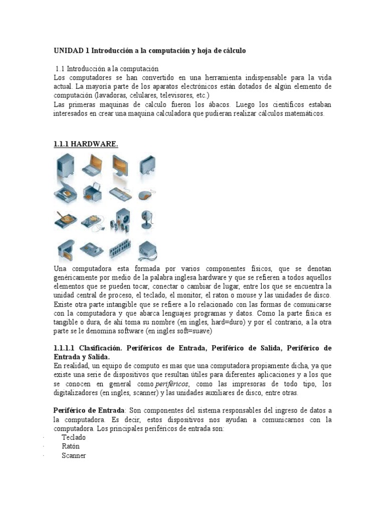 UNIDAD 1 Introducción A La Computación y Hoja de Cálculo | PDF