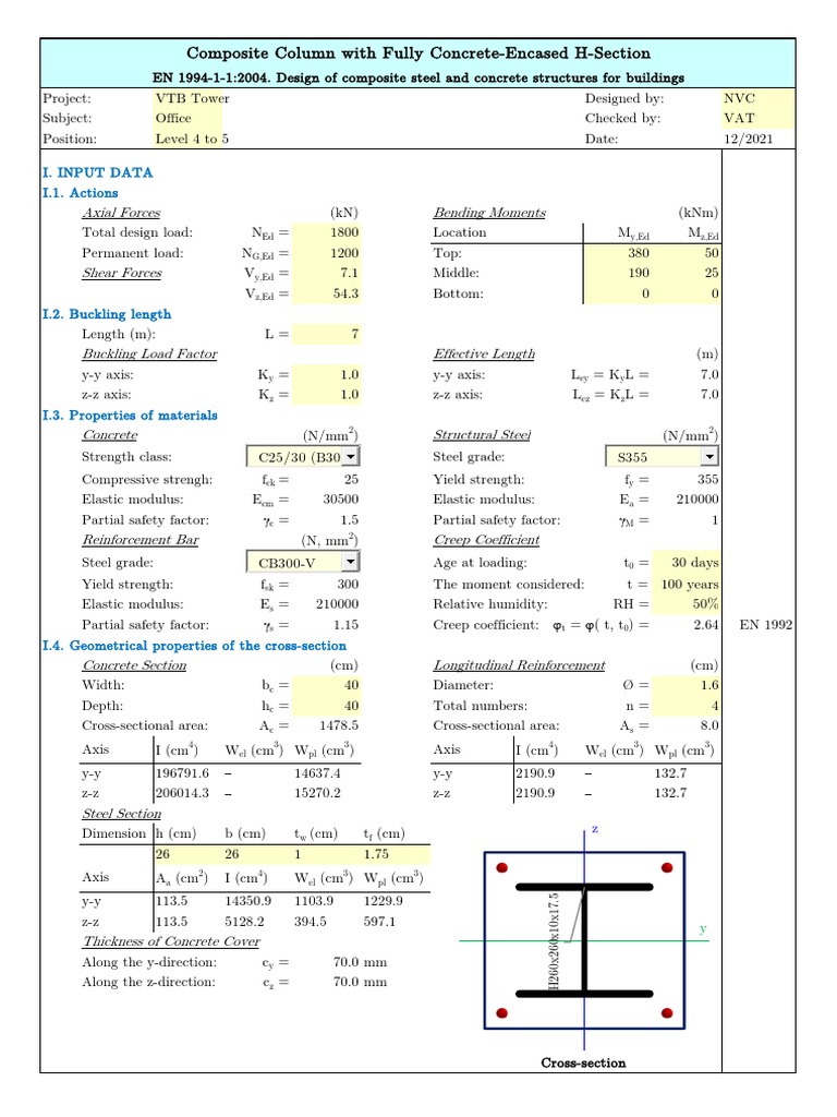 EC4-Composite Column H-Section | PDF | Buckling | Young's Modulus