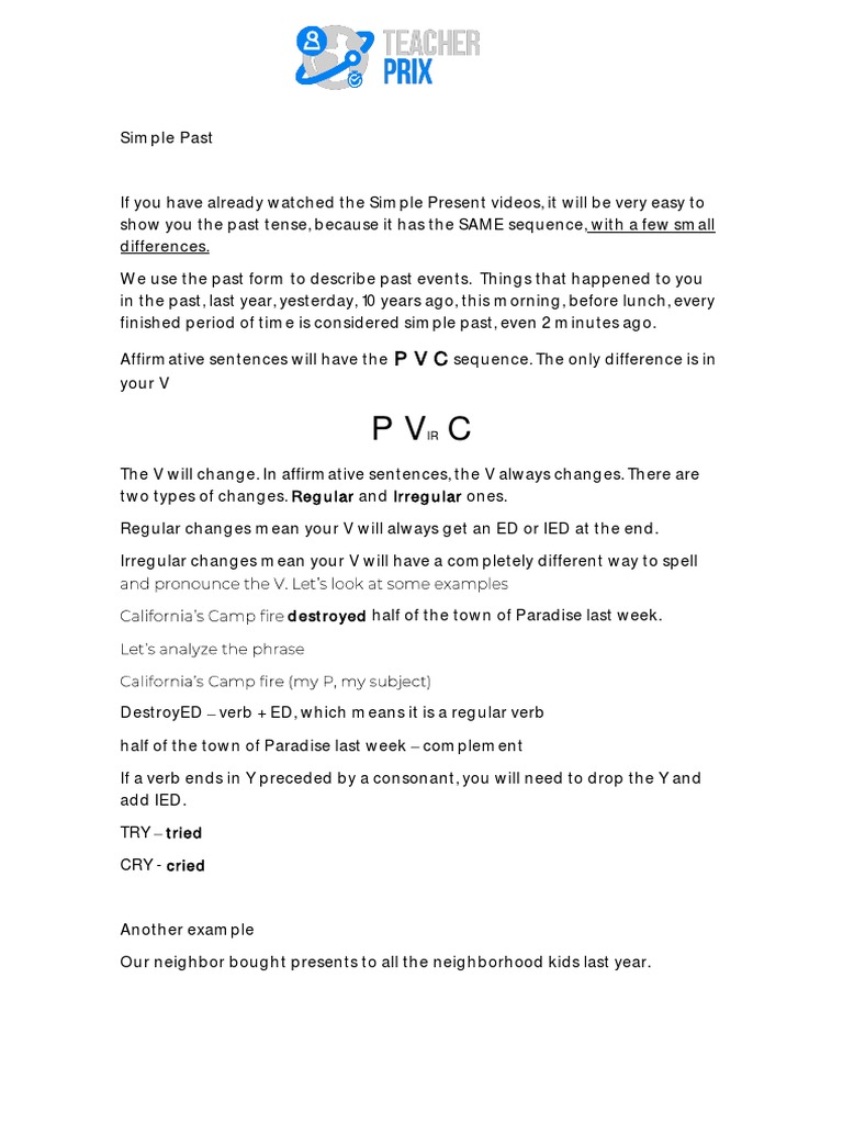 Simple Past - Summary File | Download Free PDF | Verb | Languages