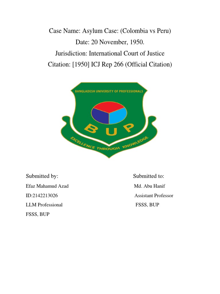 Asylum Case | PDF | Asylum Seeker | International Law