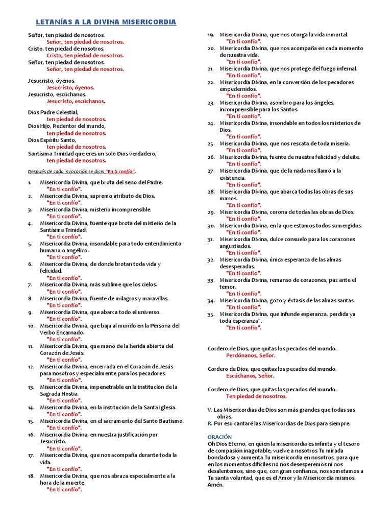 A4 - Letanías A La Divina Misericordia | PDF | Pecado | Misericordia