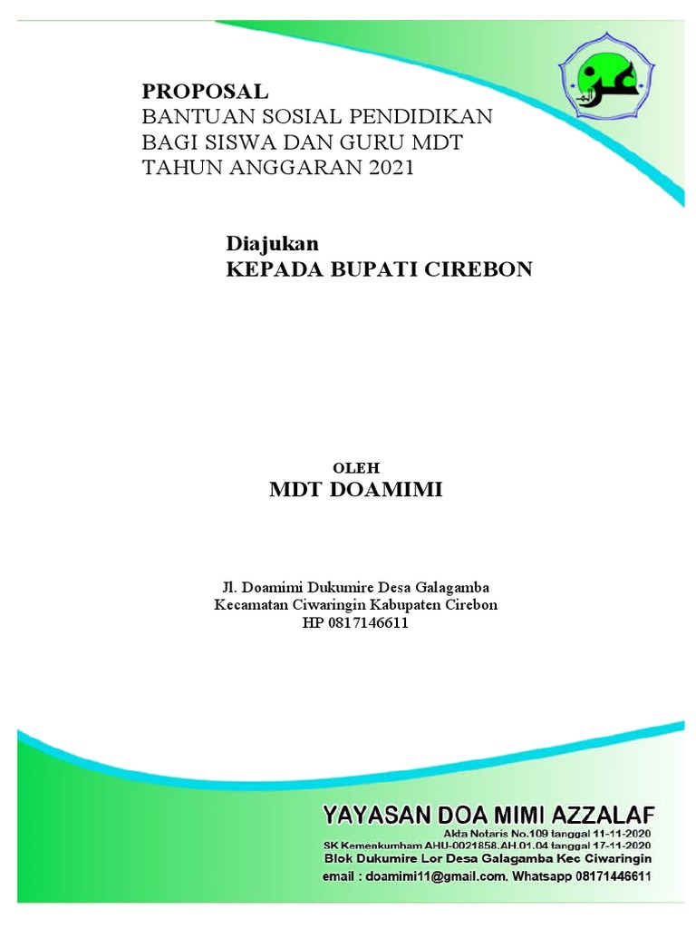 Contoh Proposal Ajuan Bansos Ke Pemda | PDF