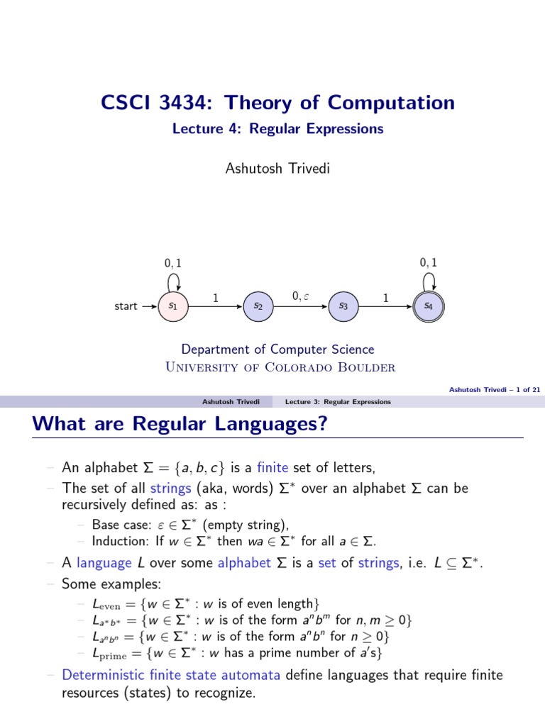 Lec 04 Pdf Regular Expression Formalism Deductive