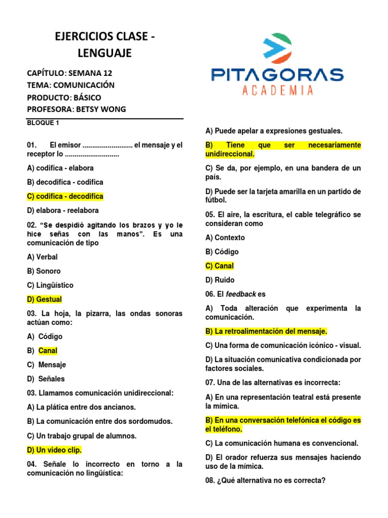 Sb2ma0208 Le Ej12 La Comunicación Prof. Betsy Wong | PDF