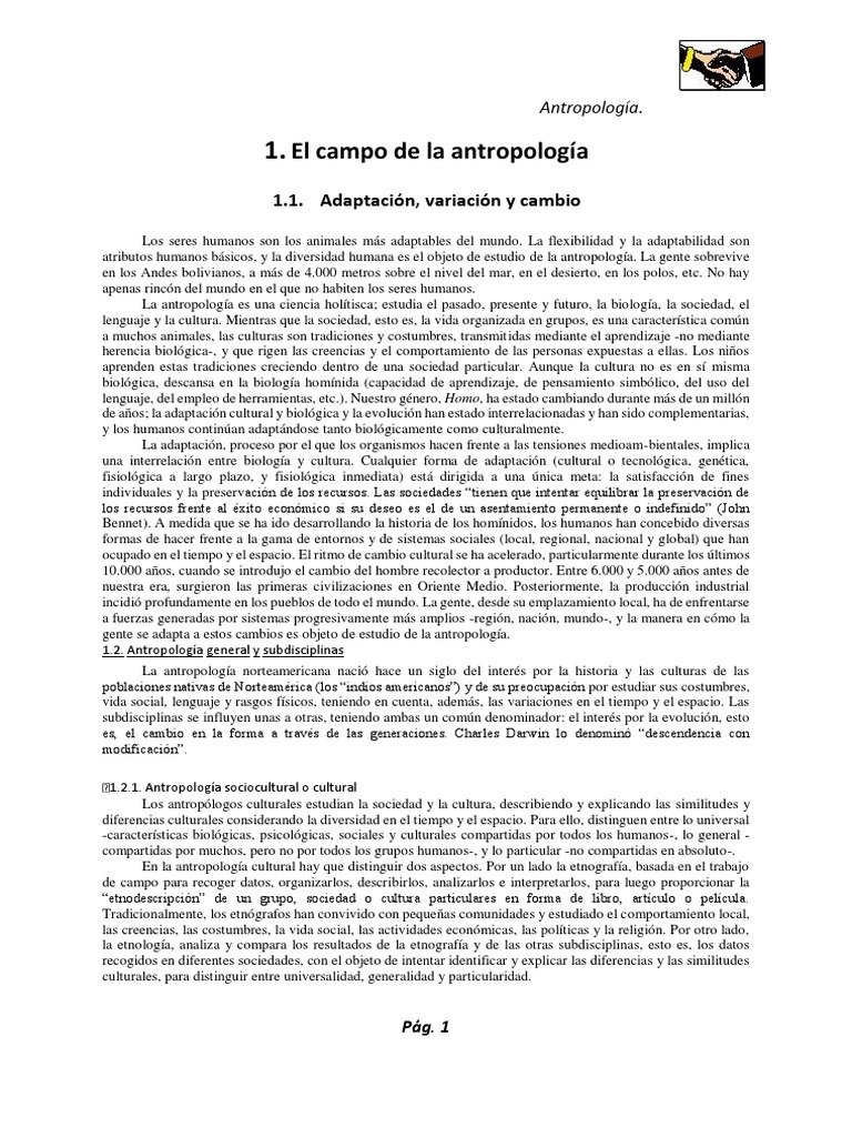 Kottak - Cap. 1-El Campo de La Antropología | PDF | Antropología | Arqueología