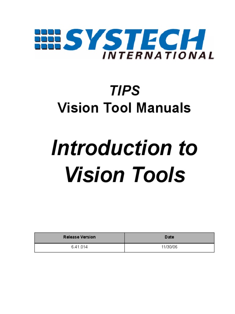 Vision Tool Manuals: Introduction To Vision Tools | PDF | Camera | Barcode