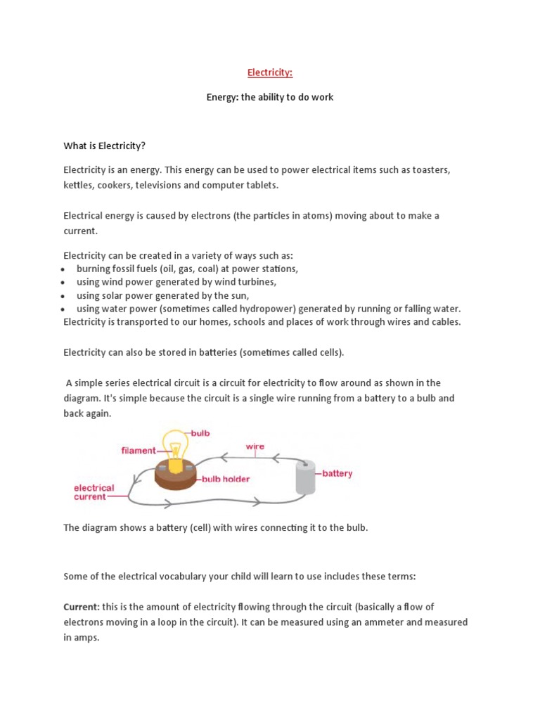 Energy: The Ability To Do Work: Electricity | PDF | Electricity ...