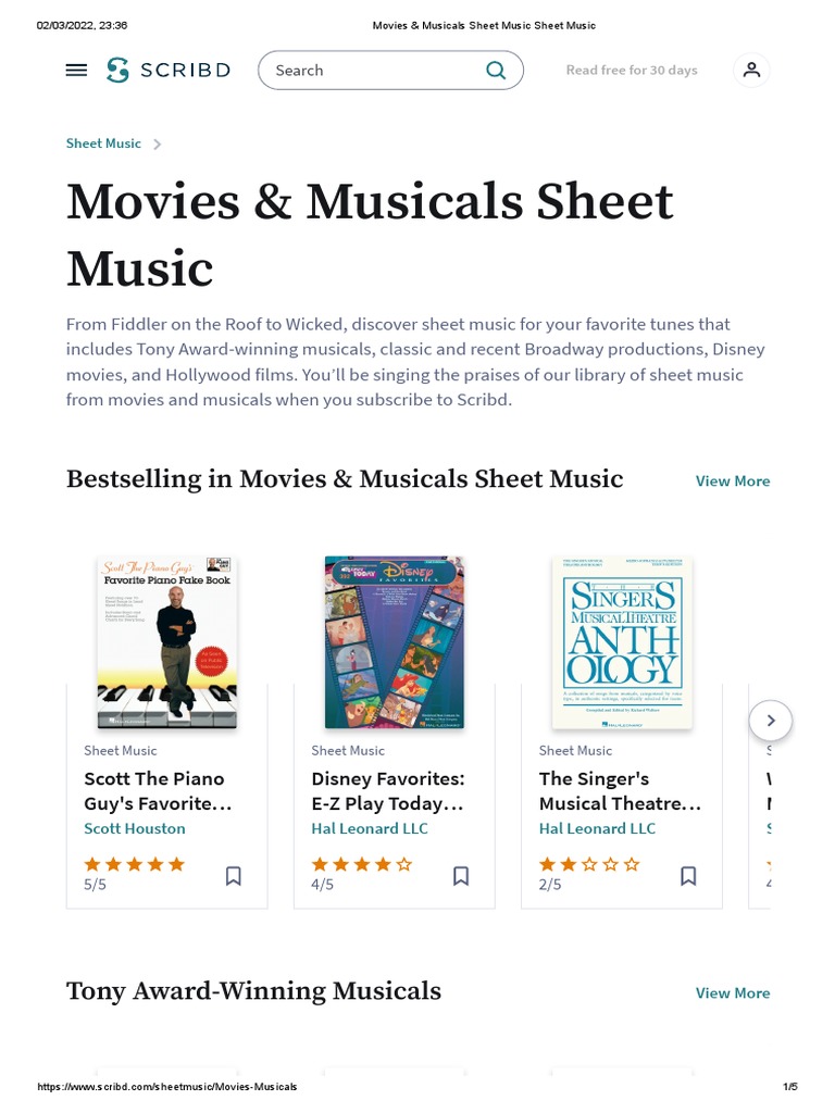 Movies & Musicals Sheet Music Sheet Music | PDF | Musical Theatre ...