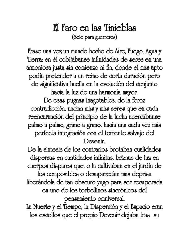 El Faro en Las Tinieblas - Poema Filosófico | PDF | Naturaleza | Religión y creencia