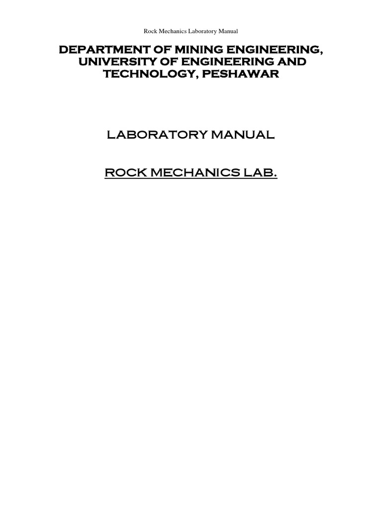 Rock Mechanics Lab Manual Overview | PDF | Strength Of Materials | Waves