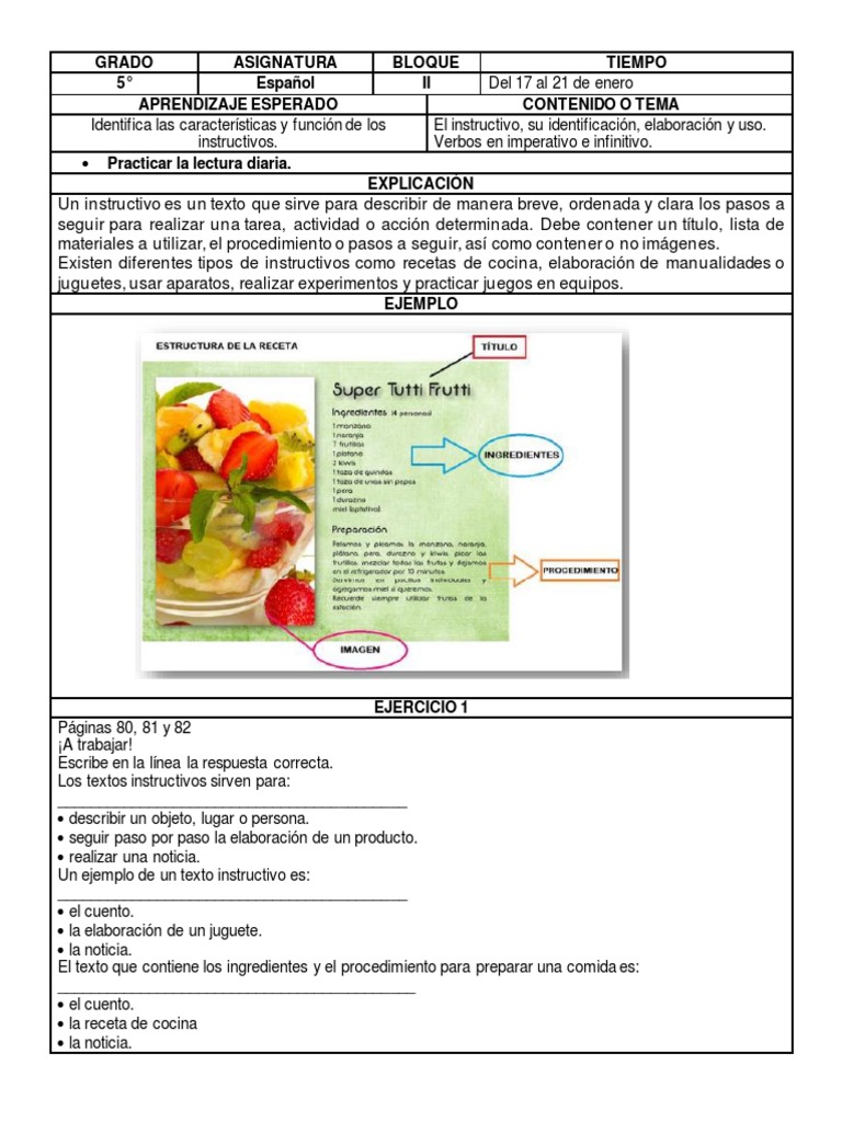Secuencias 3 Español | PDF | Verbo | Receta