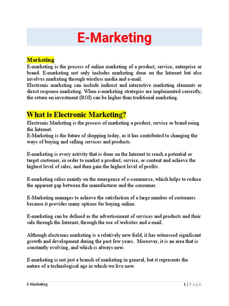 E Marketing - BBA 2nd Batch Touhid Sir | PDF | Digital Marketing | Marketing