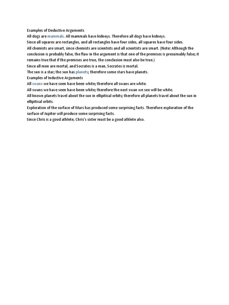 Examples of Deductive Arguments | PDF | Young Adult