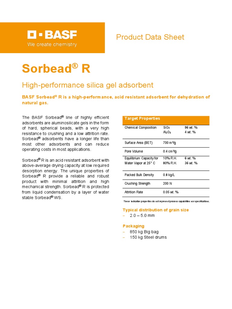 Sorbead R: Product Data Sheet | PDF | Adsorption | Humidity