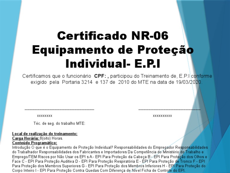 Certificado NR06 - Atualizada | PDF