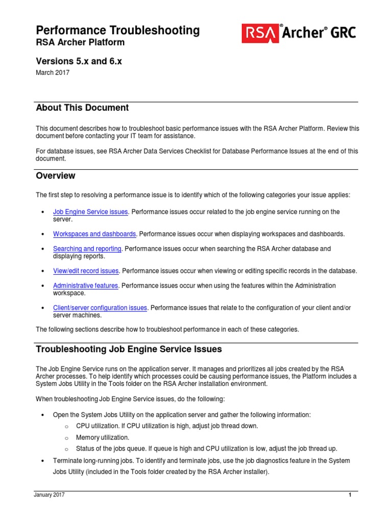 RSA Archer Performance Troubleshooting Guide | PDF | Databases | Microsoft Sql Server