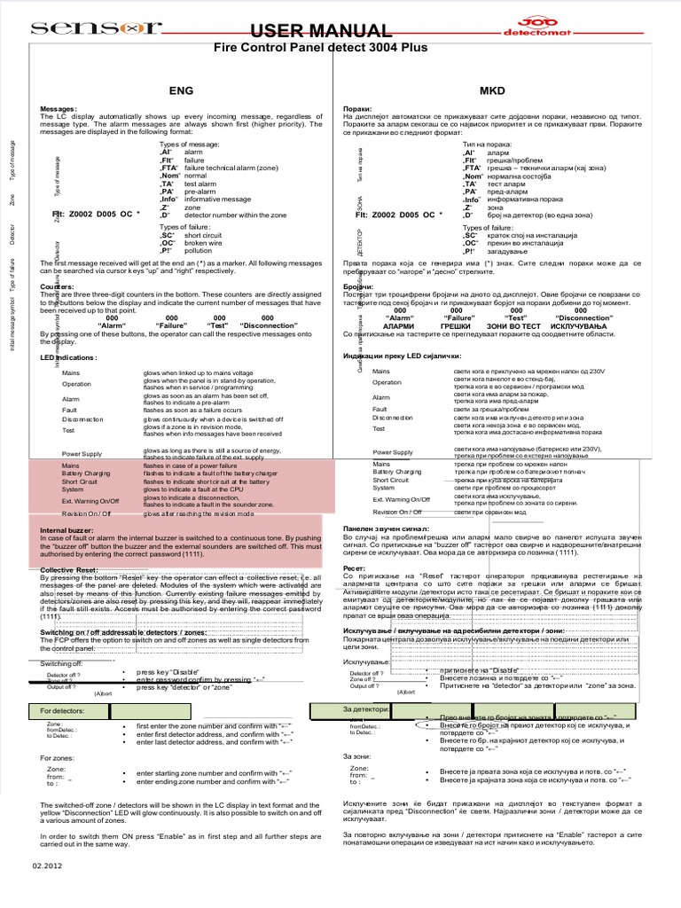 User Manual: Fire Control Panel Detect 3004 Plus | PDF