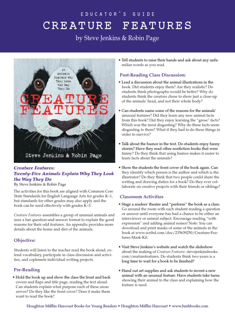 Creature Features: Educator's Guide | PDF | Books | Vocabulary