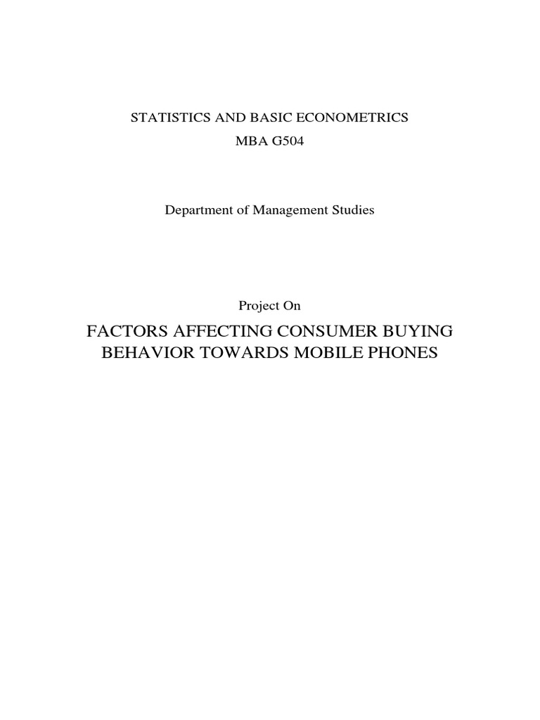 Consumer Behaviour Towards Mobile Phones-STATISTICS and BASIC ...
