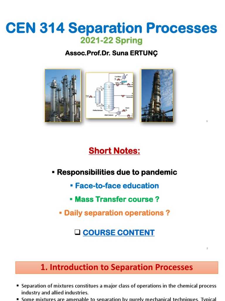Introduction To Separation Processes-1 | PDF | Mixture | Distillation