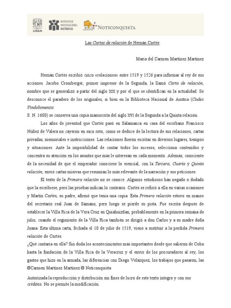 Cartas de Relación de Hernán Cortés | PDF | Hernán Cortés ...