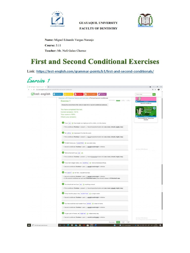 First and Second Conditional Exercises | PDF