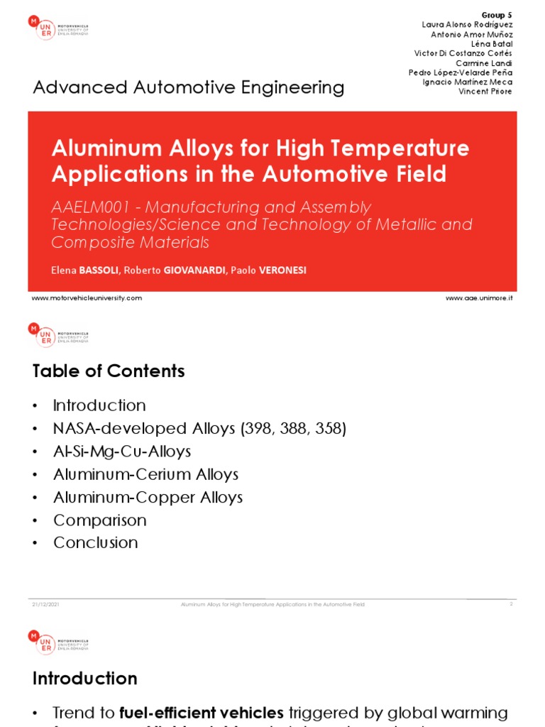 Aluminum Alloys For High Temperature | PDF | Heat Treating | Alloy