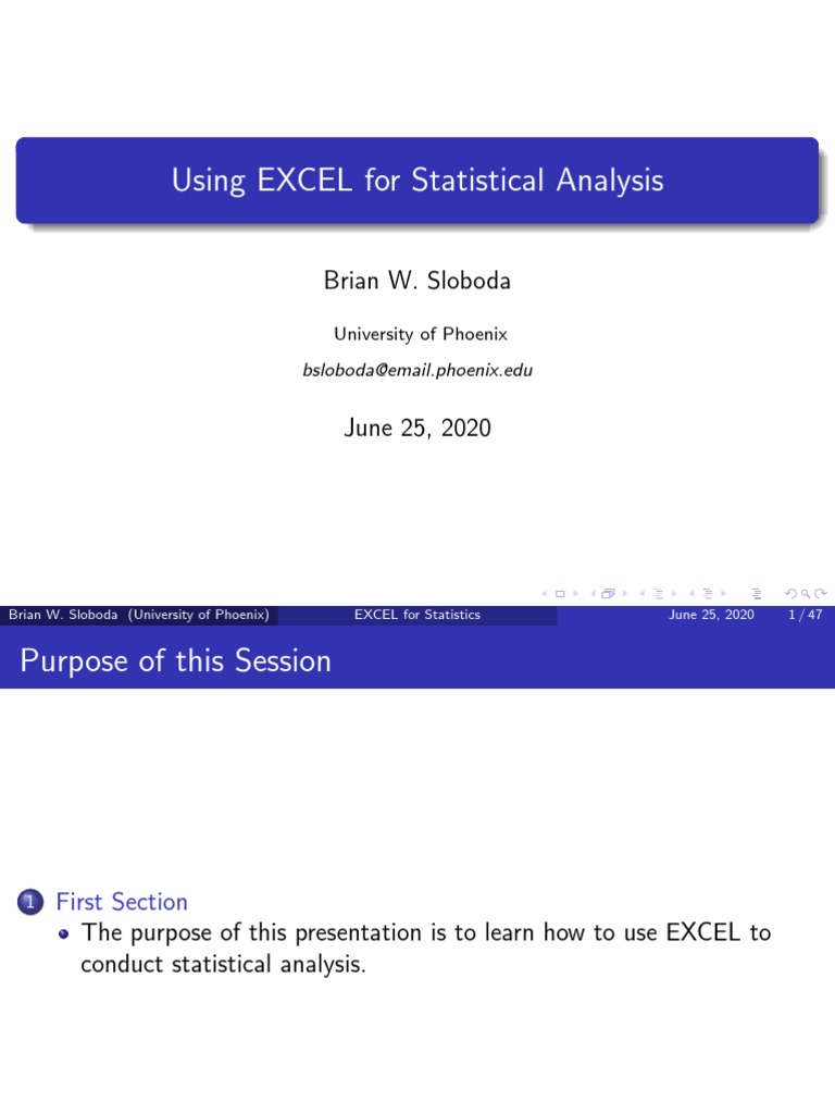 Using EXCEL For Statistical Analysis PDF Regression Analysis