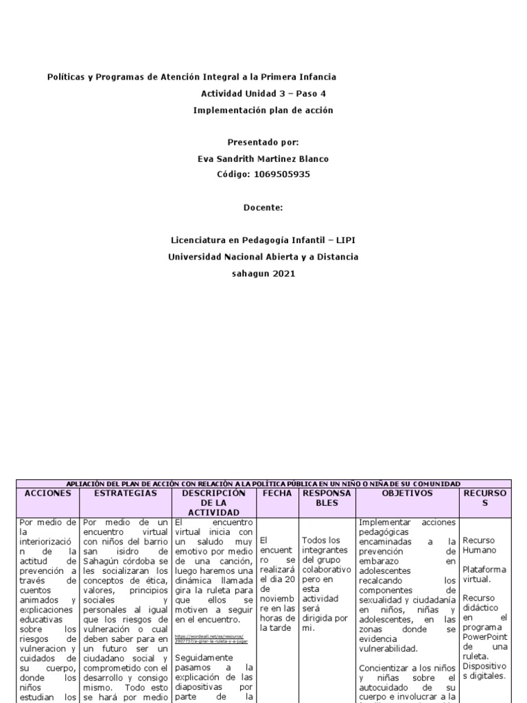 Políticas y Programas Plan de Accion | PDF | Cognición | Aprendizaje