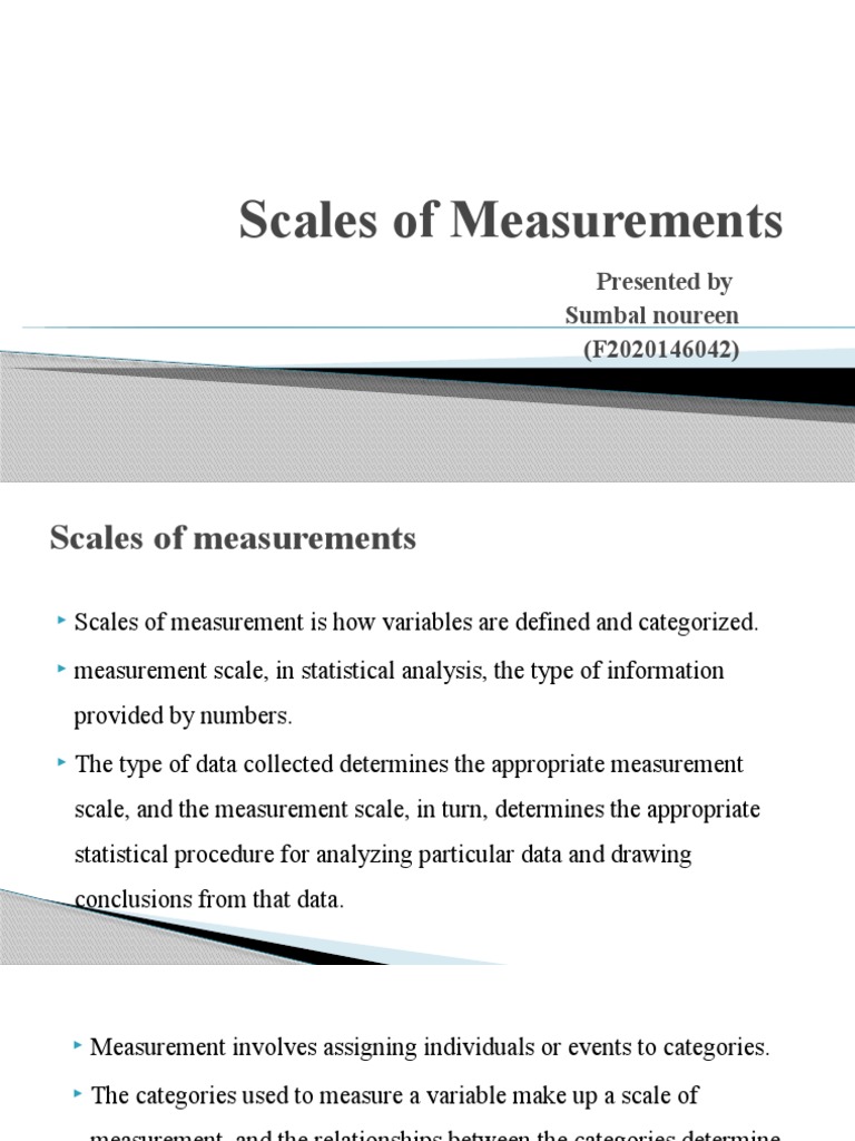 Scales of Measurements | PDF | Level Of Measurement | Measurement