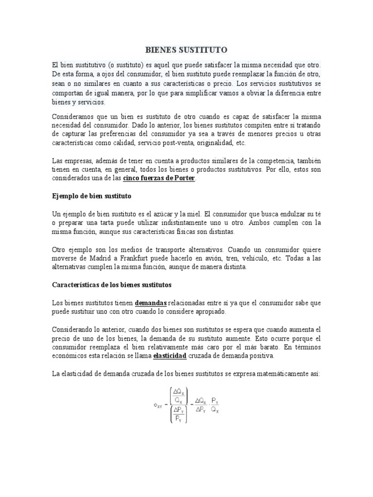Bienes Sustituto y Complementario | PDF | Elasticidad (economía) | Bienes