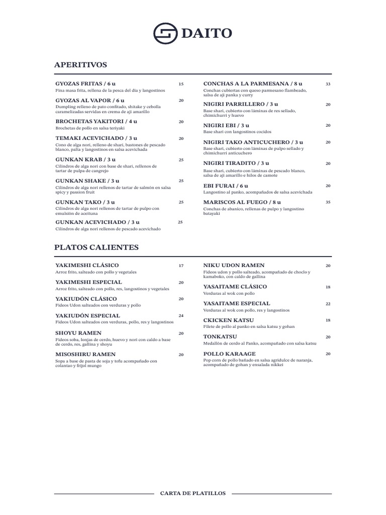 Carta Daito Final | PDF | Salsa | Hamburguesas