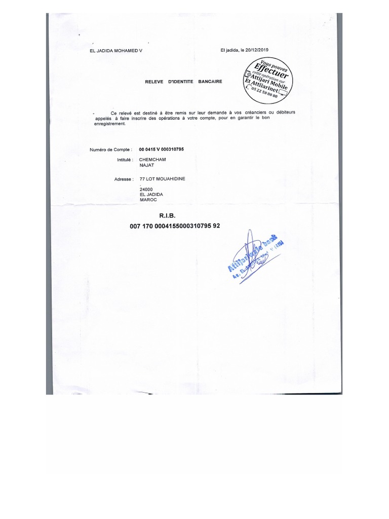 Attestation Du RIB | PDF