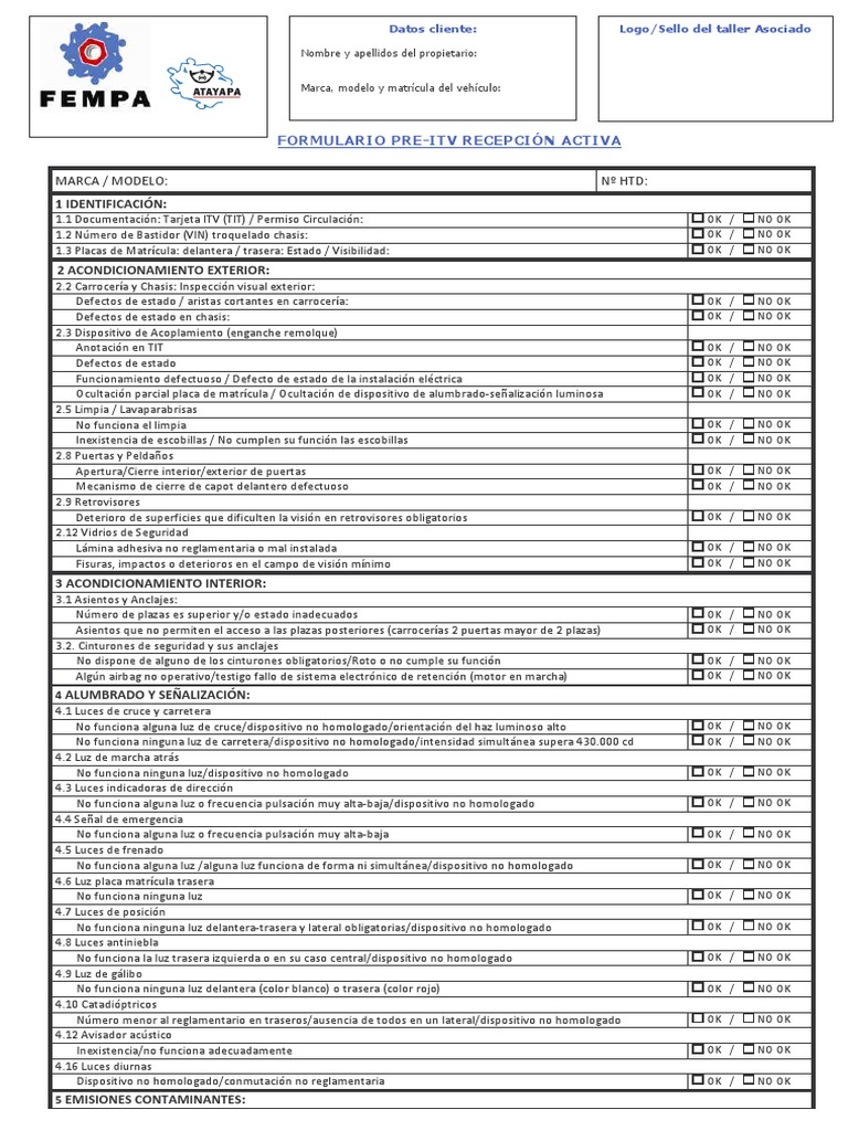 Formulario Pre-ITV | PDF