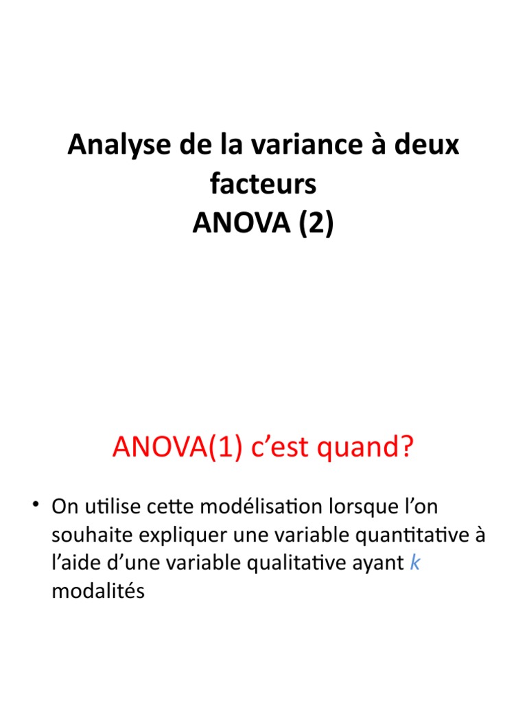 Chapitre 8 ANOVA | PDF | Analyse de la variance | Méthode scientifique