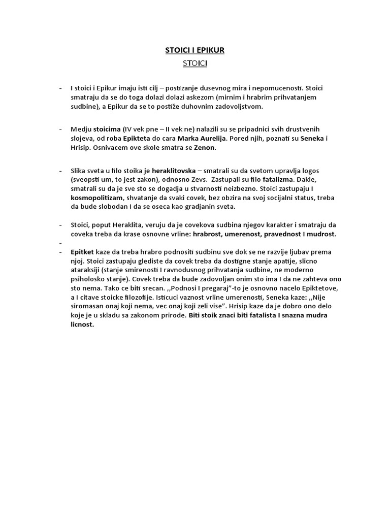 Stoici I Epikur | PDF
