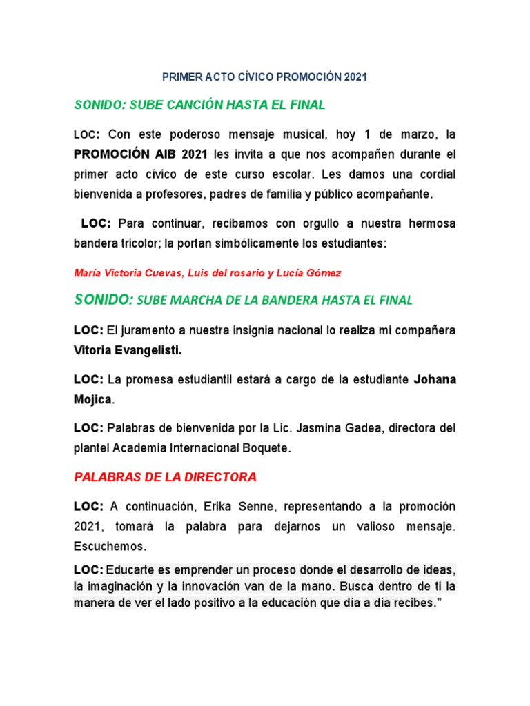 Guion Acto Cívico | PDF