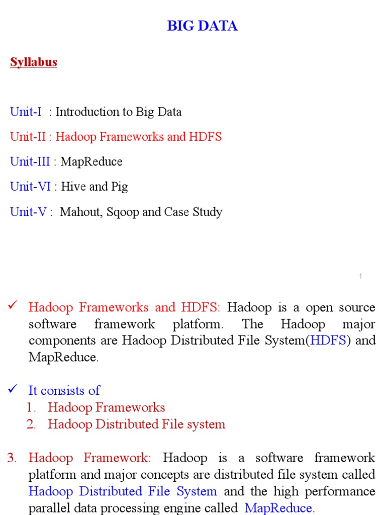 BD - Unit - II - Hadoop Frameworks and HDFS | PDF | Apache Hadoop | Information Retrieval