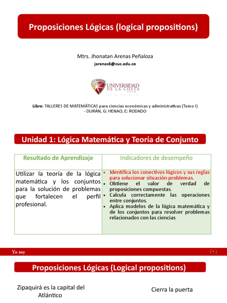 Clase 1 (Proposiciones Logícas) | PDF | Proposición | Expresiones lógicas