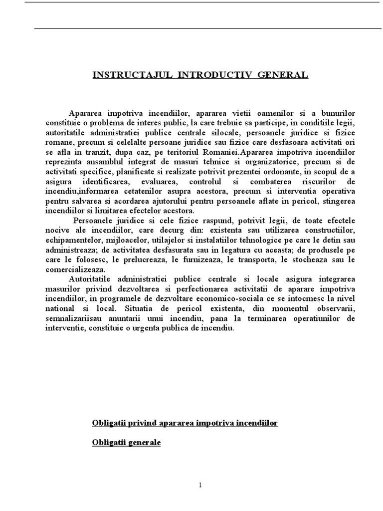 Instructajul Introductiv General P.S.I. | PDF