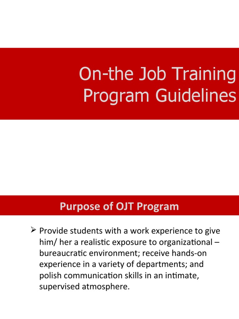 On-The Job Training Program Guidelines | Download Free PDF | Cognition