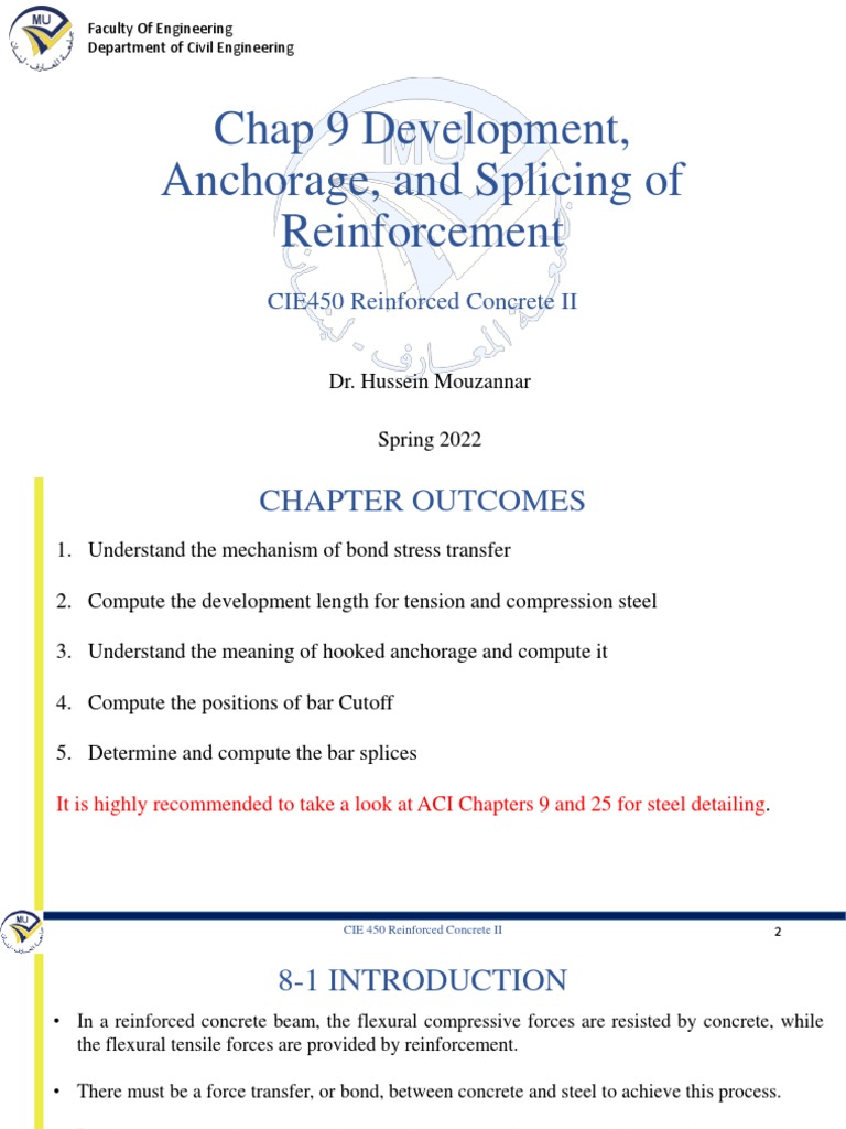 Chap 9 Development, Anchorage, and Splicing of Reinforcement | PDF ...
